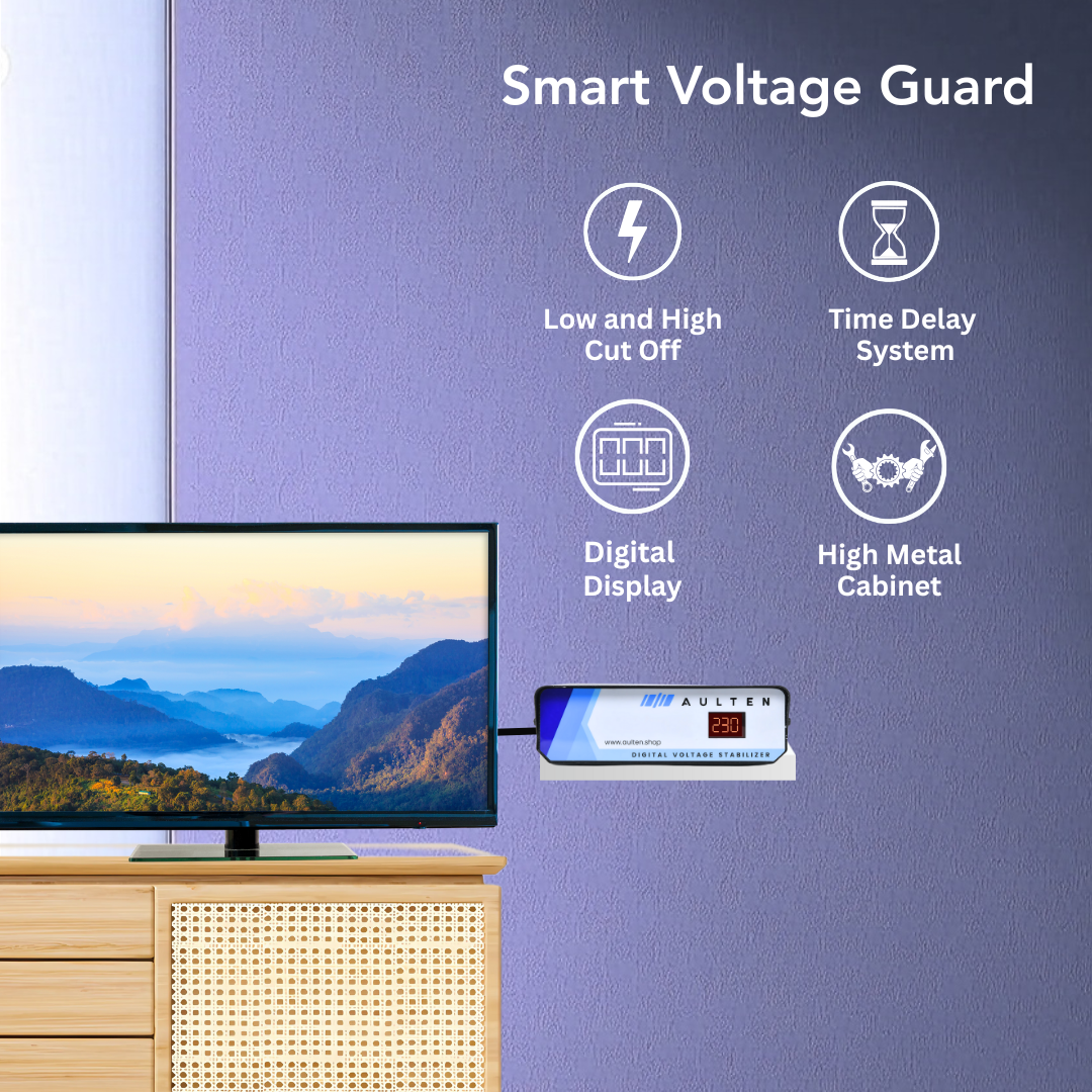 AULTEN Digital Voltage Stabilizer for TV Upto 140cm TV 3 Amps 90V-290V ...